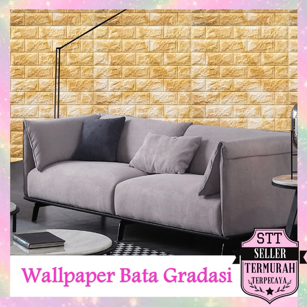 Jual STT Wallpaper Dinding Foam 3D Motif Batu Bata Corak Ukuran 76 x 70 CM Waterproof Brick ...