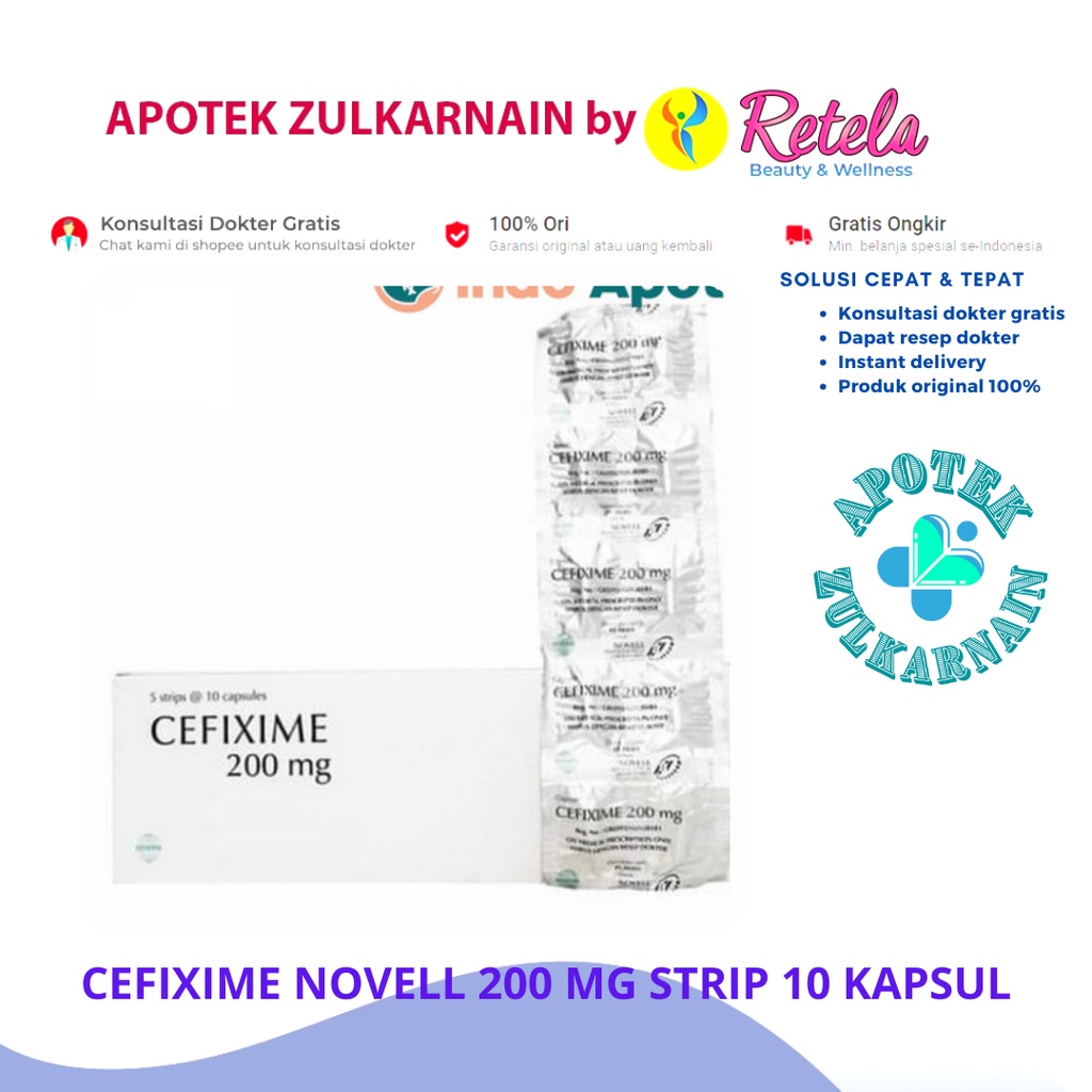 Jual CEFIXIME NOVELL 200 MG STRIP 10 KAPSUL | Shopee Indonesia Jual CEFIXIME NOVELL 200 MG STRIP 10 KAPSUL | Shopee Indonesia