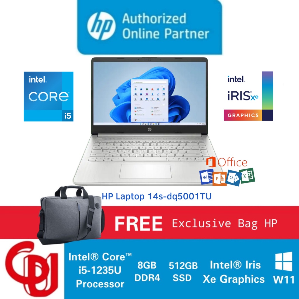 Jual Laptop HP 14s-dq5001TU i5-1235U 8GB 512GB SSD Iris Xe 14" FHD Win11+OHS | Shopee Indonesia