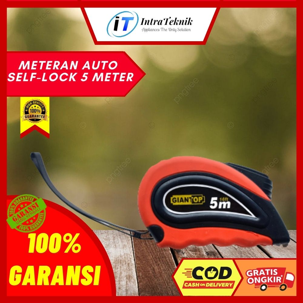 Jual Meteran Pengukur Ukur Gulung Rol Roll 5M Auto Self Stop Lock Mini PVC Karet Fiber Alat ...