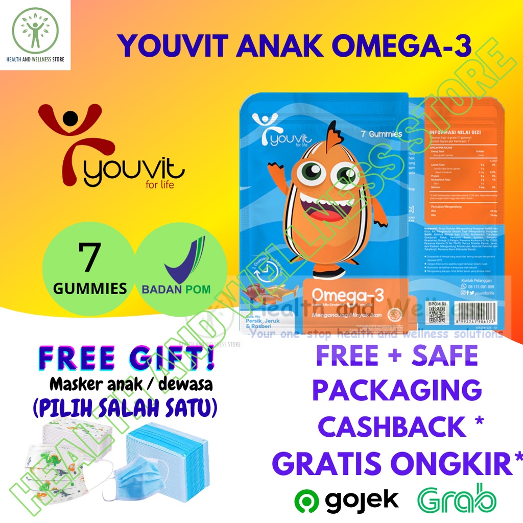 Jual YOUVIT GUMMY MULTIVITAMIN OMEGA 3 ANAK 7 GUMMIES SACHET BOX 1 ...