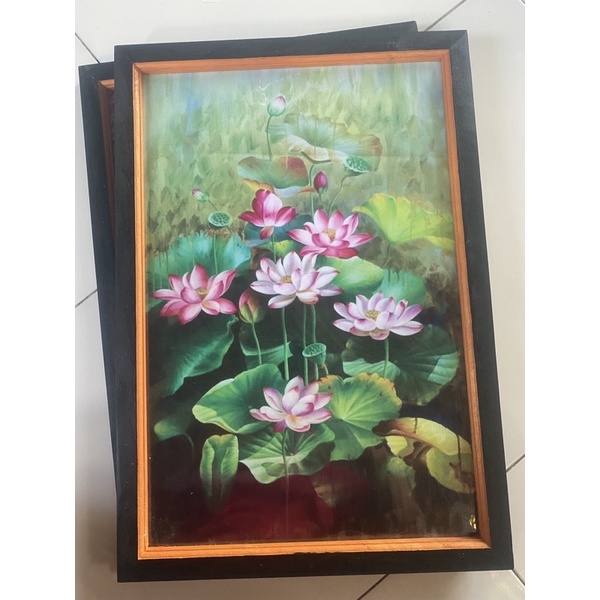 Jual Hiasan Dinding uk:45cm x65cm Cetak Lukisan Bunga Teratai plus ...