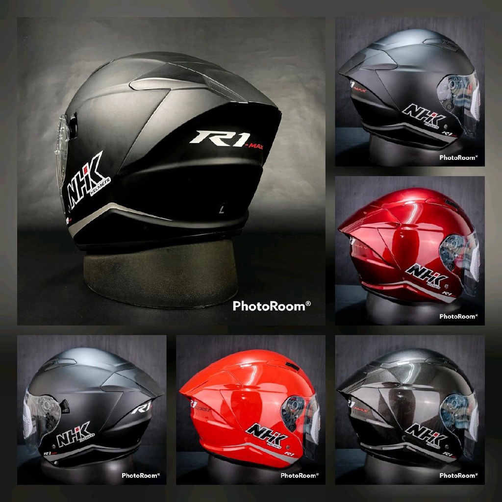 Jual HELM NHK R1 MAX SOLID ALL WARNA HALF FACE DOBEL VISOR ORIGINAL SNI ...