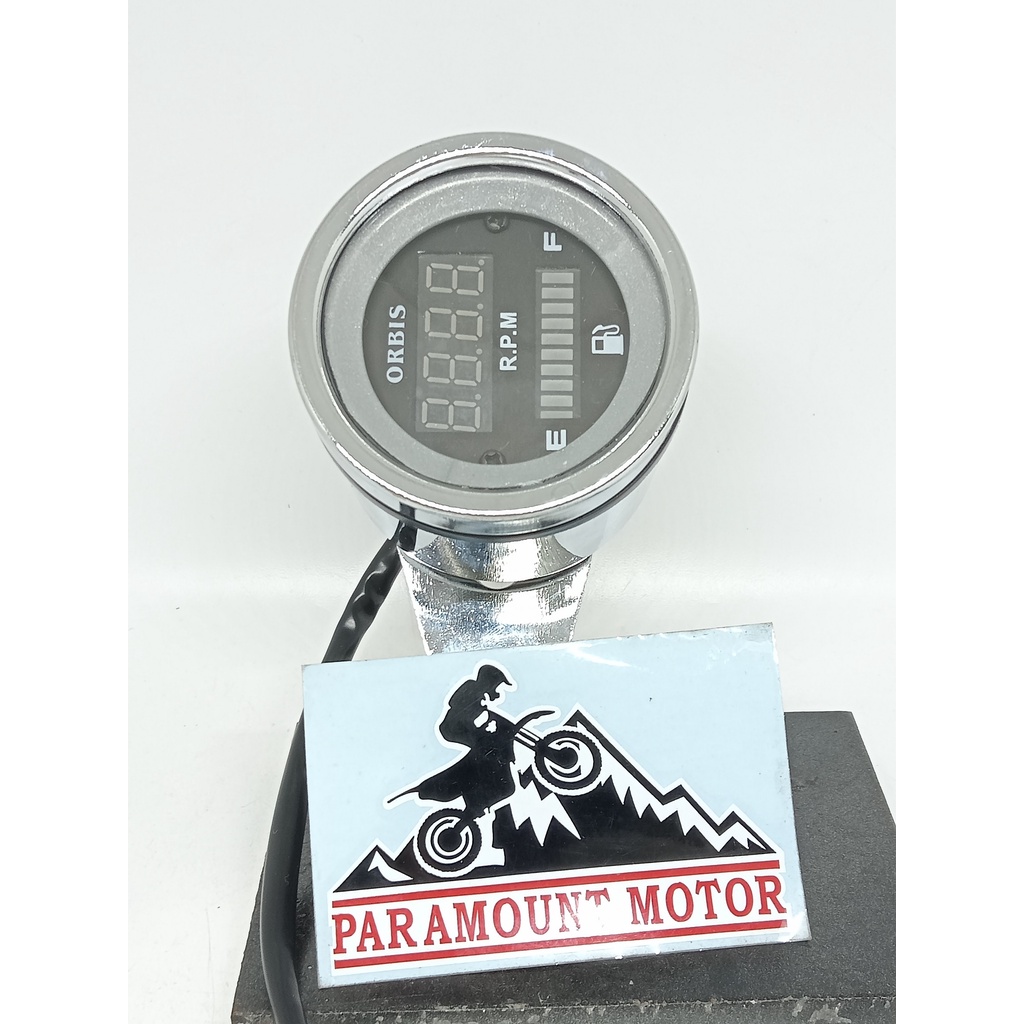 Jual Spidometer Bulat chrom rpm Amper bensin LED universal semua motor ...