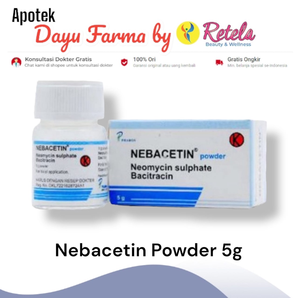 Jual Nebacetin Powder 5g / Infeksi Kulit / Antibiotik | Shopee Indonesia