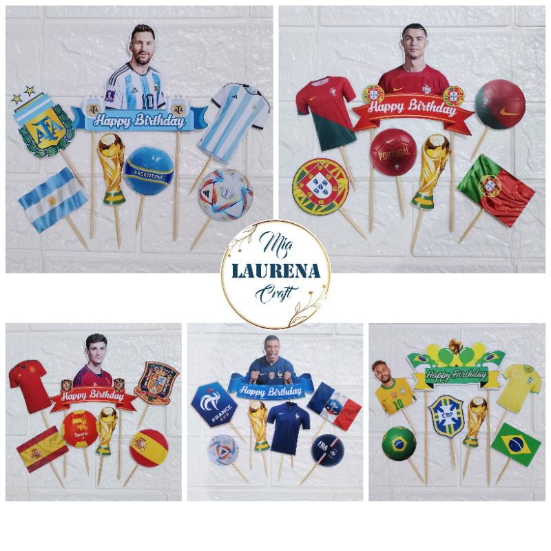 Jual Topper birthday cake Portugal, Argentina, Spain, Brasil, France ...