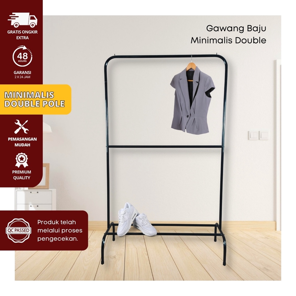 Jual GAWANG DOUBLE POLE - gantungan baju minimalis susun 2 - rak baju ...