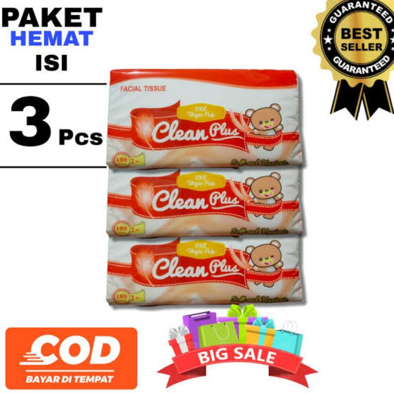 Jual ISI 3 PACK Facial Tissue/ Tissue Wajah180 sheets2ply / Tisu Clean ...