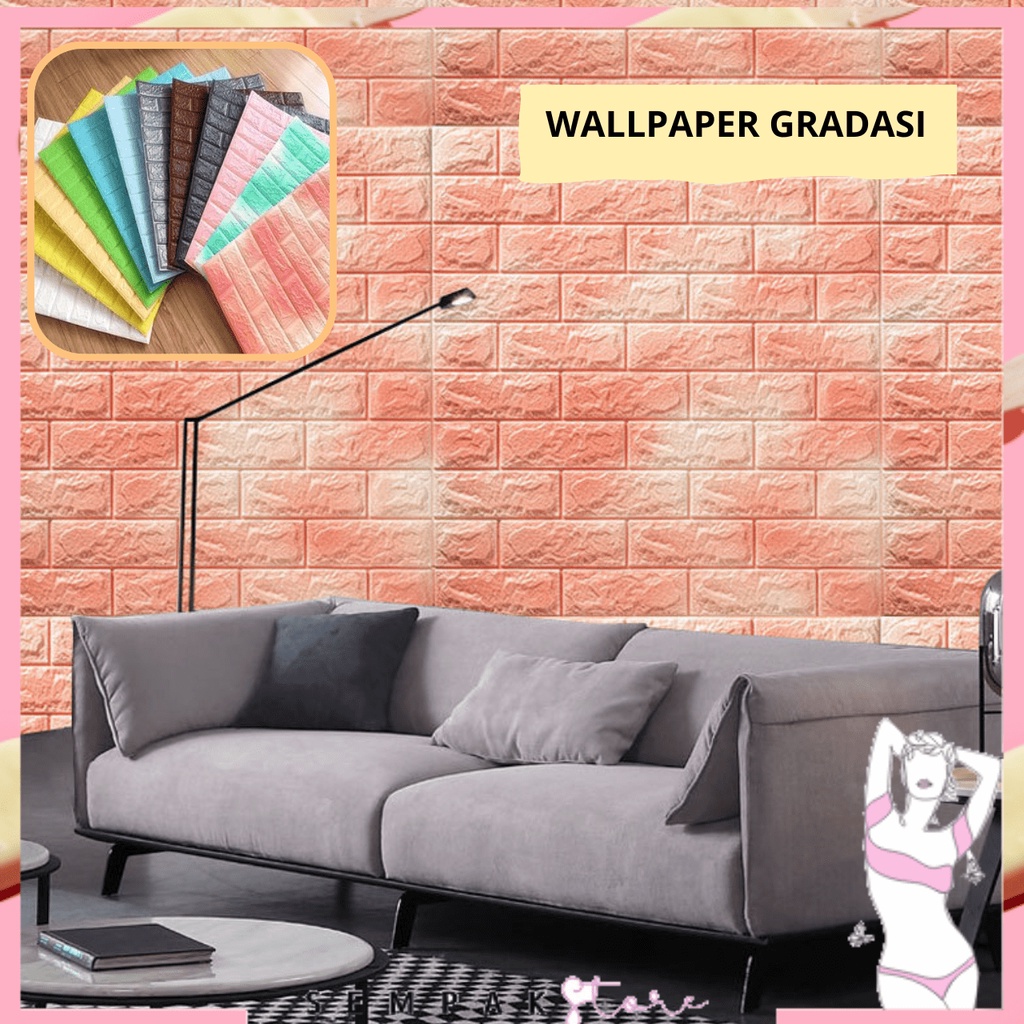 Jual SS Wallpaper Dinding Foam 3D Motif Batu Bata Corak Ukuran 76 x 70 ...