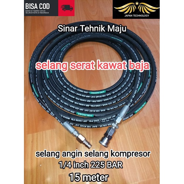 Jual selang angin kompresor selang serat kawat baja 1/4 inch 225 BAR 15 ...