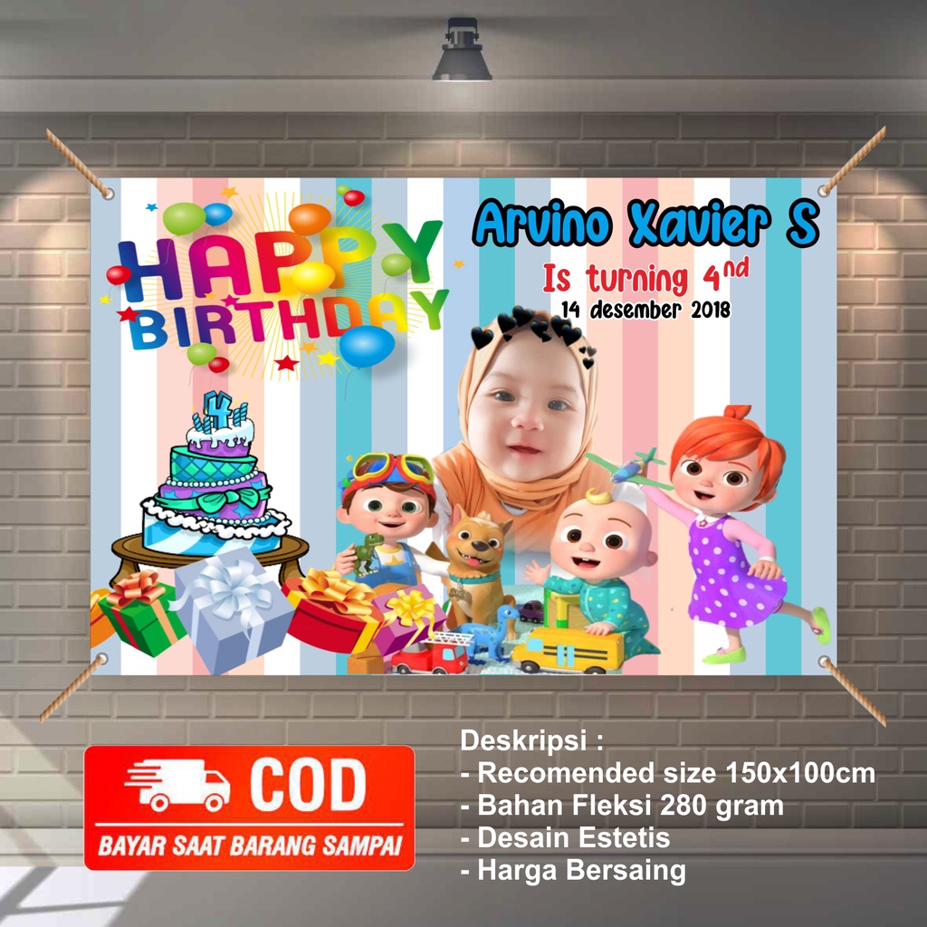 Jual Banner / Backdrop Ulang Tahun Anak Custom | Gratis Desain | Contoh ...