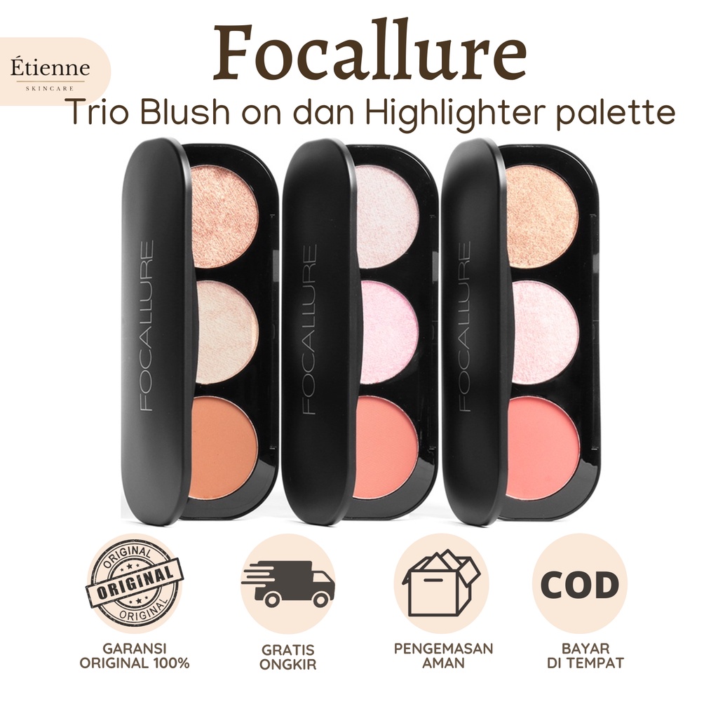 Jual FOCALLURE Trio Blush on dan Highlighter & Contour palette | Shopee ...