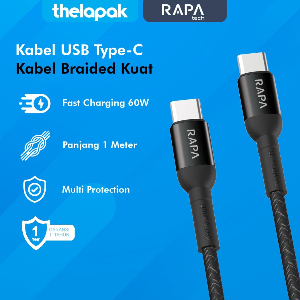 Jual Kabel Type C to Type-C 3A Rapa Line I DC1013 Cable Fast Charging ...