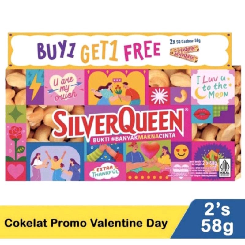 Jual SilverQueen edisi Valentine (kemasan 2x 58 gram) | Shopee Indonesia