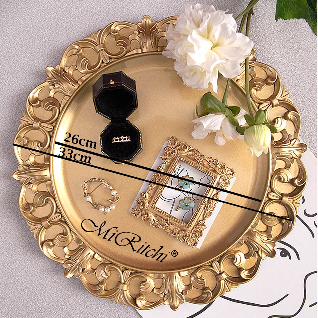 Jual Nampan Estetika Baki Saji Gold Emas Kaca Plastik Wedding Sangjit ...