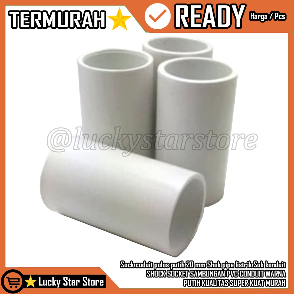 Jual Sock coduit polos putih 20 mm Shok pipa listrik Sok konduit SHOCK ...
