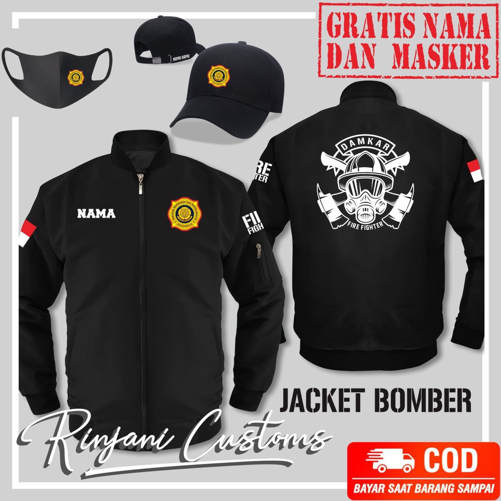 Jual JAKET BOMBER DAMKAR TAHAN AIR GRATIS NAMA DAN MASKER - JAKET ...