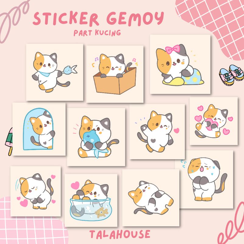 Jual [ MIN 50PCS] STICKER GEMOY PART 1 KUCING | Shopee Indonesia