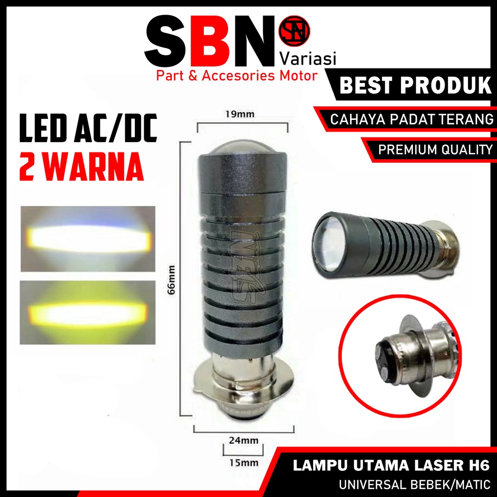 Jual LED H6 Laser Warna Putih Kuning Lampu Utama Depan Bebek Matic | Shopee Indonesia