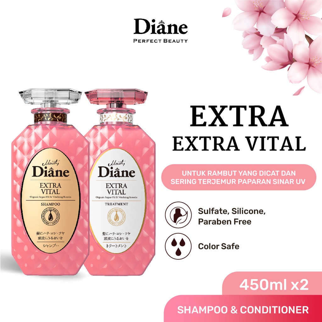 Jual Moist Diane EXTRA VITAL Shampoo + Treatment 450ml (Made In Japan ...