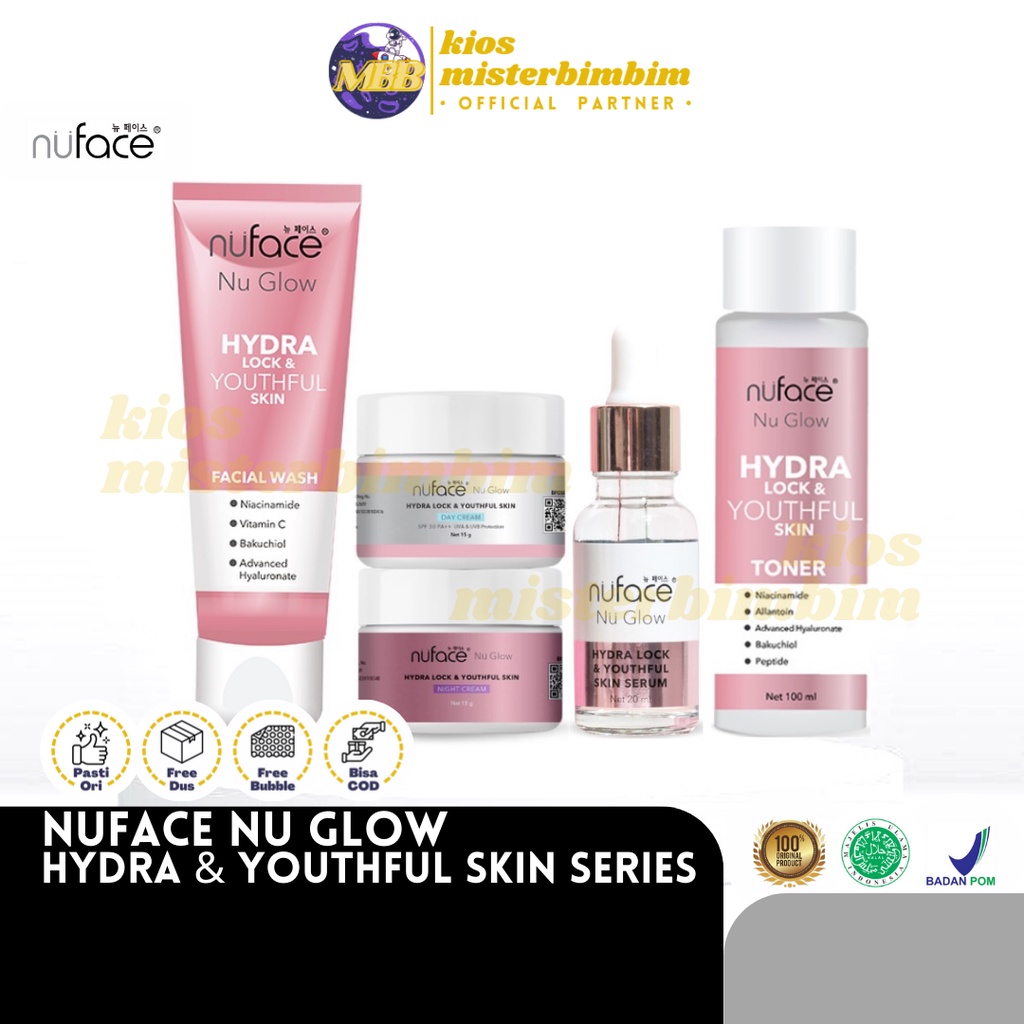 Jual Nuface Nu Glow Hydra Lock & Youthfull Skin Series Facial Wash Day ...