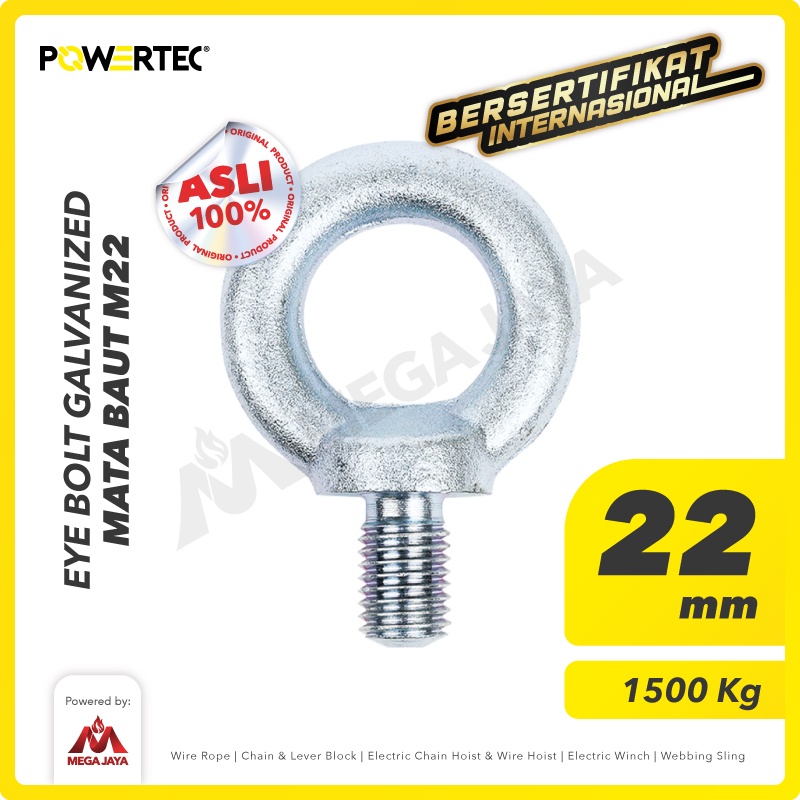 Jual POWERTEC Eye Bolt / Mata Baut Galvanized M22 | Shopee Indonesia