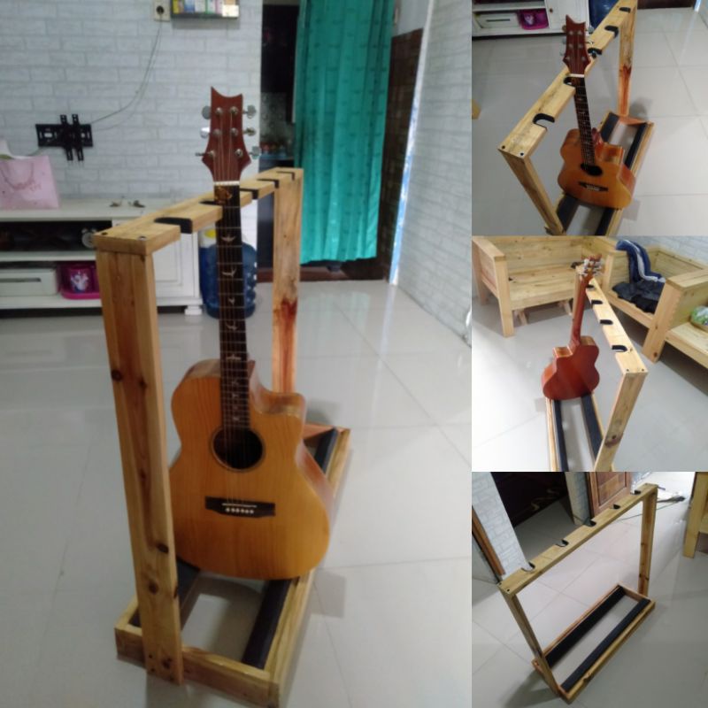 Jual stand gitar / rak gitar kayu jati Belanda, kokoh dan elegan ...