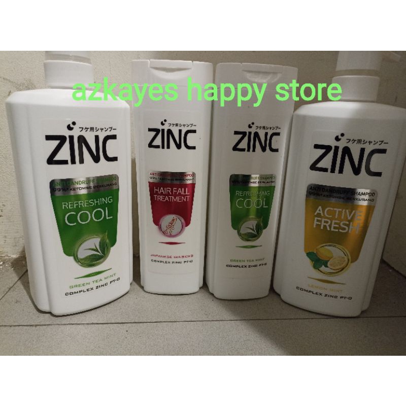 Jual Zinc Shampo Hair Fall refreshing coll dan active frees lemon 340 ...