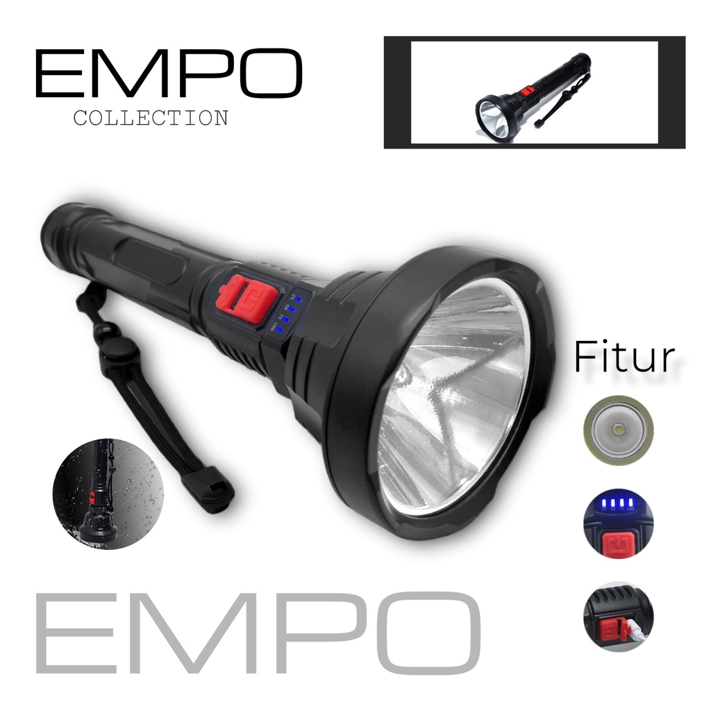 Jual EMPO - Lampu Senter LED Flashlight Super Terang Jarak Jauh Senter ...