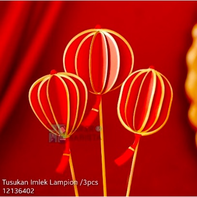 Jual Tusukan Imlek Motif Lampion Kipas Papan Barongsai Hiasan Kue CNY ...