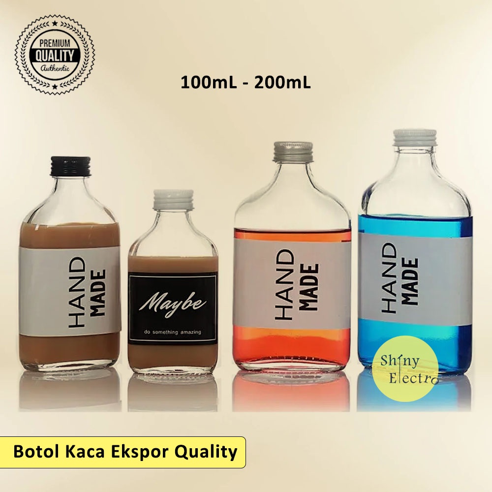 Jual Botol Kaca 100 / 250 mL Gepeng Minyak Susu Kopi Wine Tutup ...