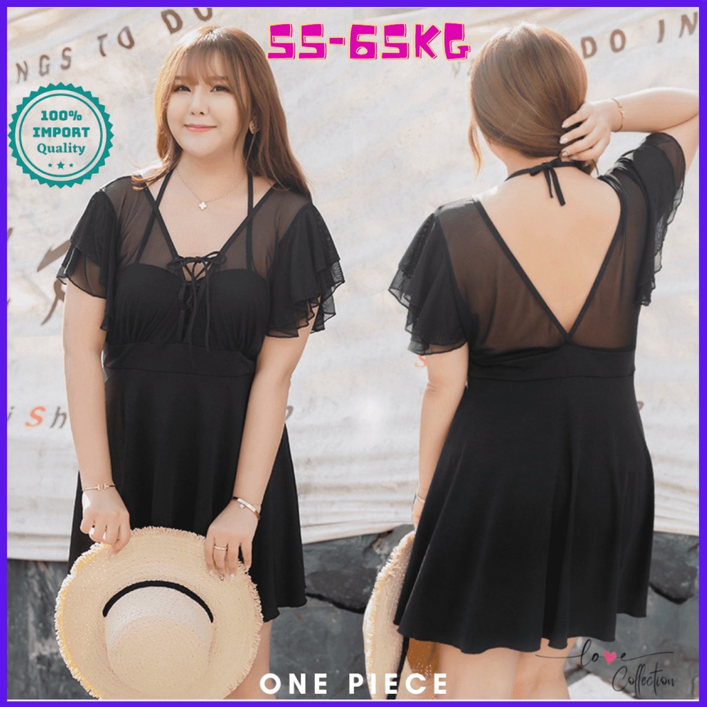 Jual Baju Renang Jumbo Wanita Dewasa Model Bahu Transparan Swimsuit ...