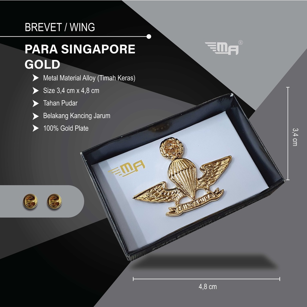 Jual Brevet Wing Para Singapore Gold Brivet Pin | Shopee Indonesia