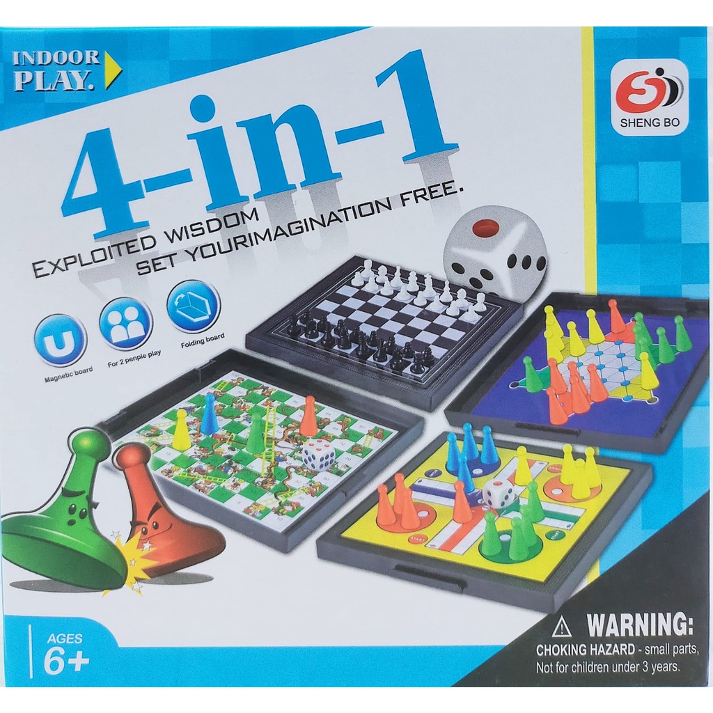 Jual Mainan Board Game Catur Magnet Magnetic 4 in 1 Ular tangga Ludo ...