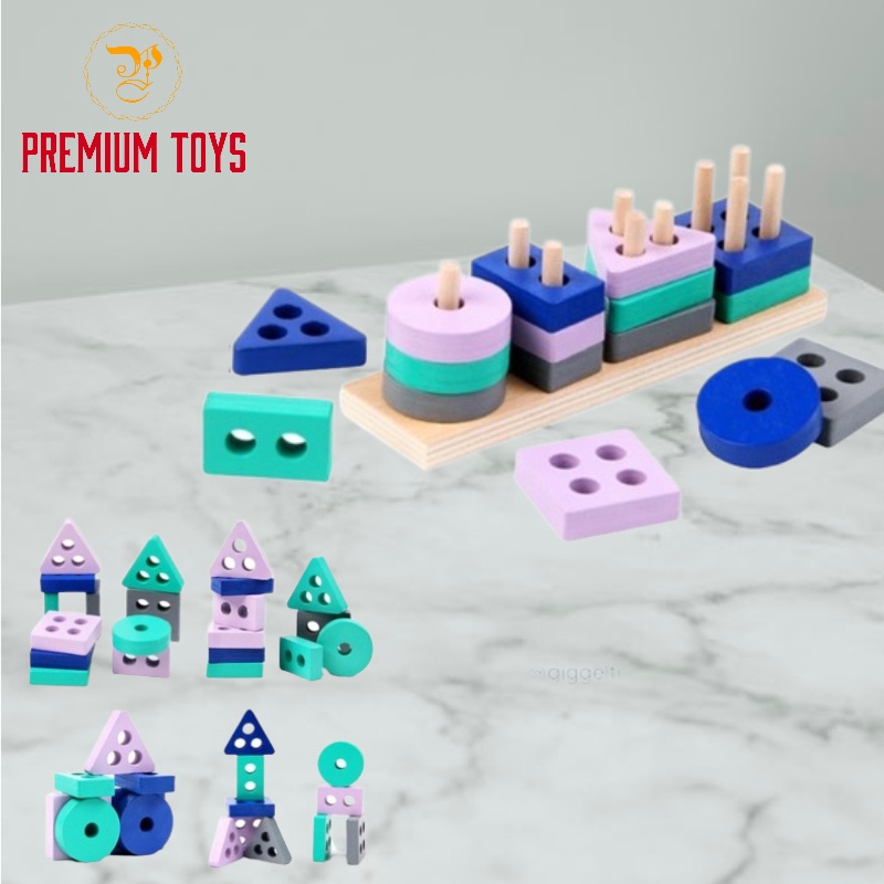 Jual Mini shape sorting toys / Basic shape mini / Pasak geometri mini ...