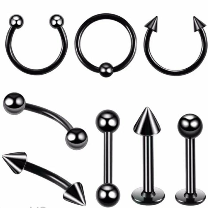 Jual Paket Set Body Piercing Hidung Alis Telinga Puting Stainless Steel ...