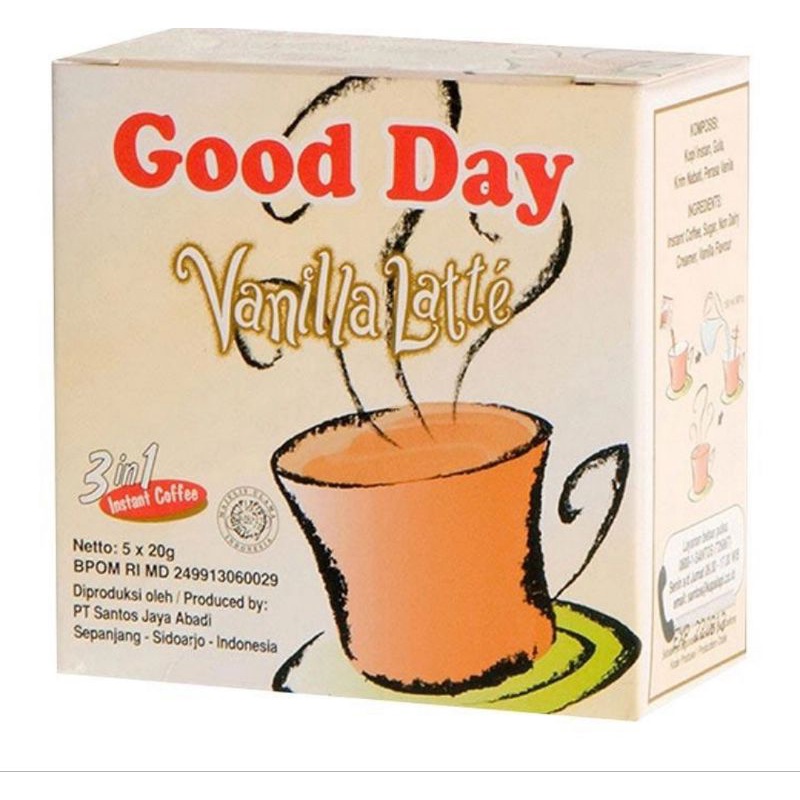 Jual GOOD DAY Vanilla Latte Box 20Gr x 5 pcs | Shopee Indonesia