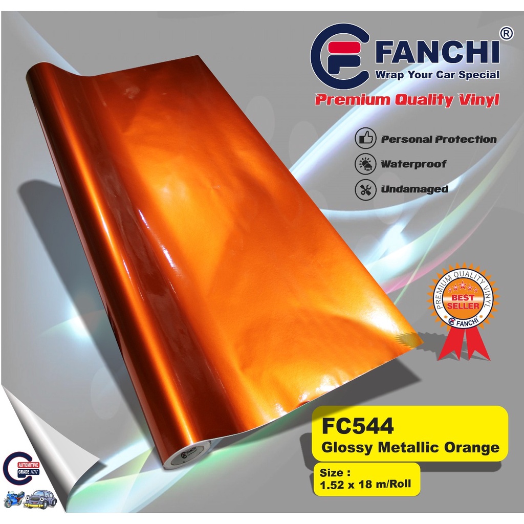 Jual Sticker Fanchi FC-544 Glosy Metallic Orange Ukuran 152cm x 18m ...