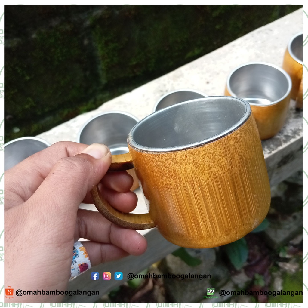 Jual Cangkir Gelas Bambu Stainless 150 ML Unik Paling Murah Kerajinan ...