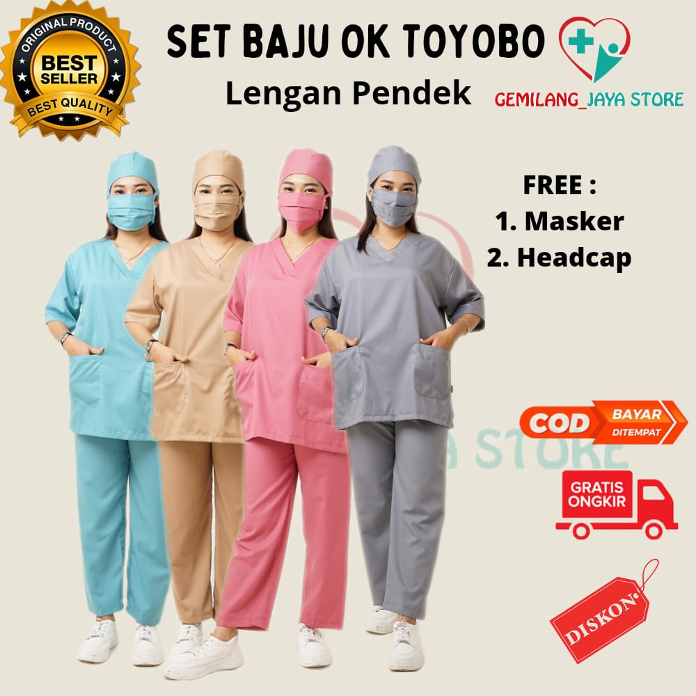 Jual Set Baju OK Toyobo/ Baju Jaga Medis/ Baju OK Lengan Pendek/ Tenaga ...