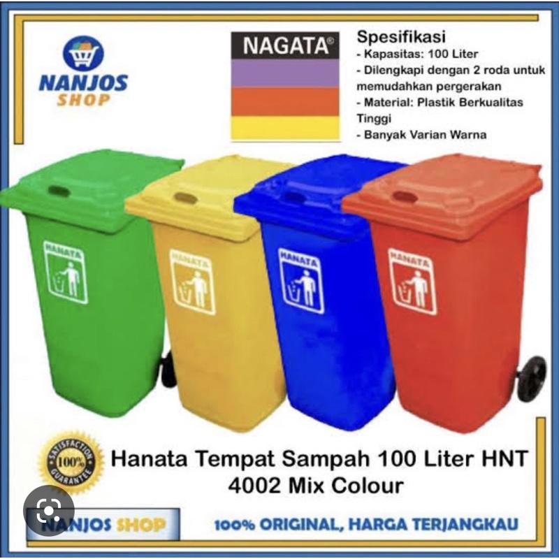 Jual Tempat Sampah Roda Hanata 100 Liter 120 Liter | Shopee Indonesia