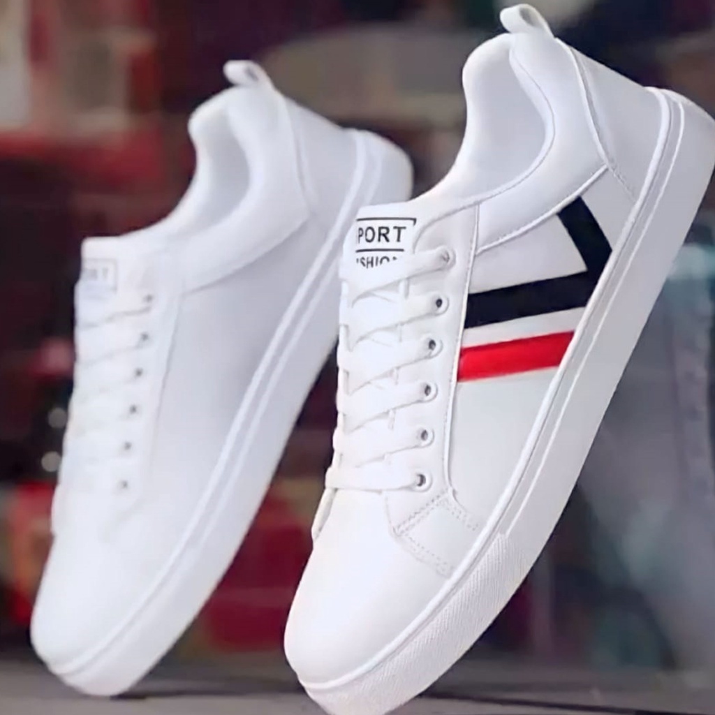 Jual Sepatu Sneakers Pria Warna Putih Terbaru 2023 Sepatu Jogging Nongkrong Cowok Kekinian Viral ...