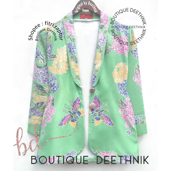 Jual DEETHNIK - Baju batik encim asli batik warna sage model blazer ...