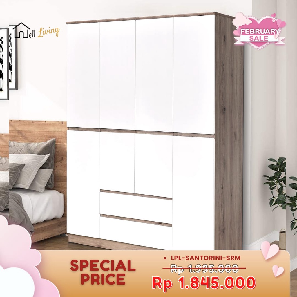 Jual Well Living | Lemari Baju Minimalis Handless Besar 2-3 Pintu ...