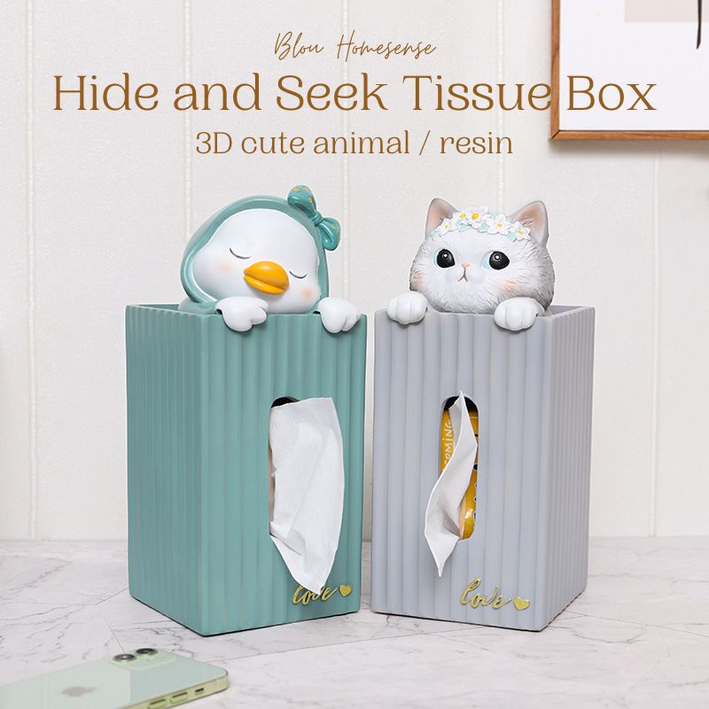 Jual Blou Kotak Tempat Tissue Box Unik Aesthetic Duck Kitten Resin Keramik | Shopee Indonesia