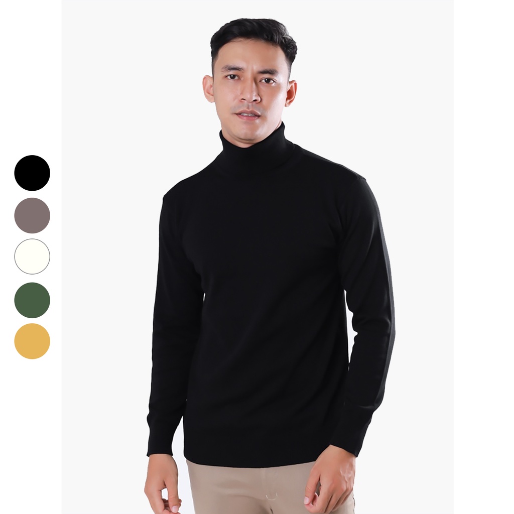 Jual Gomuda Sweater Rajut Pria Roll Neck - Black | Shopee Indonesia