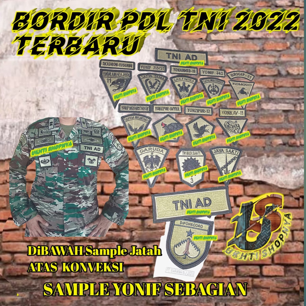 Jual PAPAN NAMA BORDIR LOKASI TNI KASAD 2023 PANGKAT TERBARU NKRI MODEL BIASA SEMI JATAH PDL ...