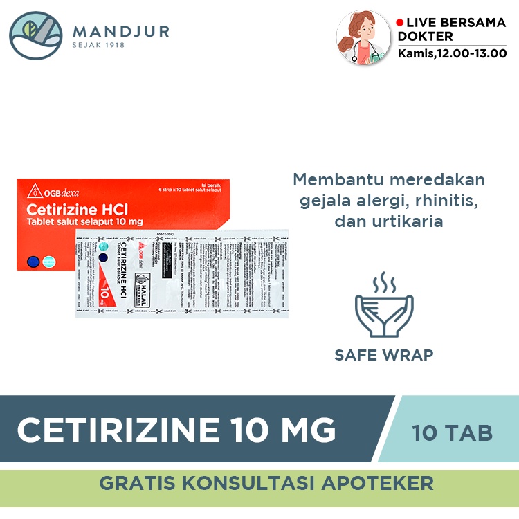 Jual Cetirizine 10 mg 10 Tablet - Obat Rhinitis dan Gatal Alergi ...