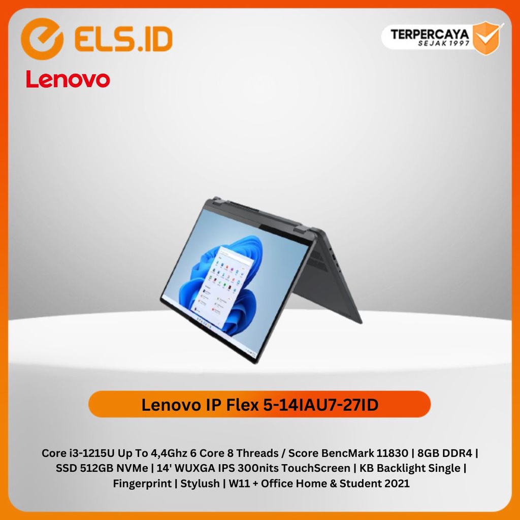 Jual Laptop Lenovo IP Flex 5-14IAU7 27ID [ Core i3-1215U-8GB DDR4-SSD 512GB ] | Shopee Indonesia