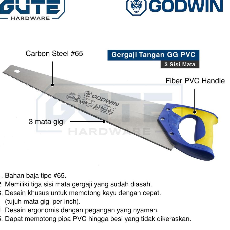 Jual [4970] Gergaji Tangan 3 Mata / Handsaw "GODWIN" Untuk Kayu ...